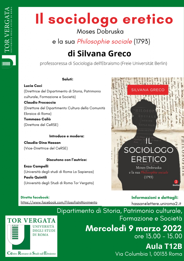 9 marzo 2022, Presentazione del libro “Il sociologo eretico Moses ...